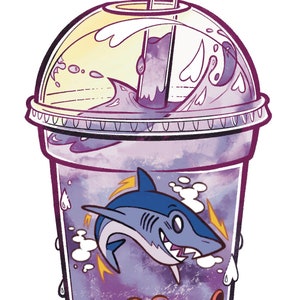Boba Tea Shark Sticker Set - Etsy UK