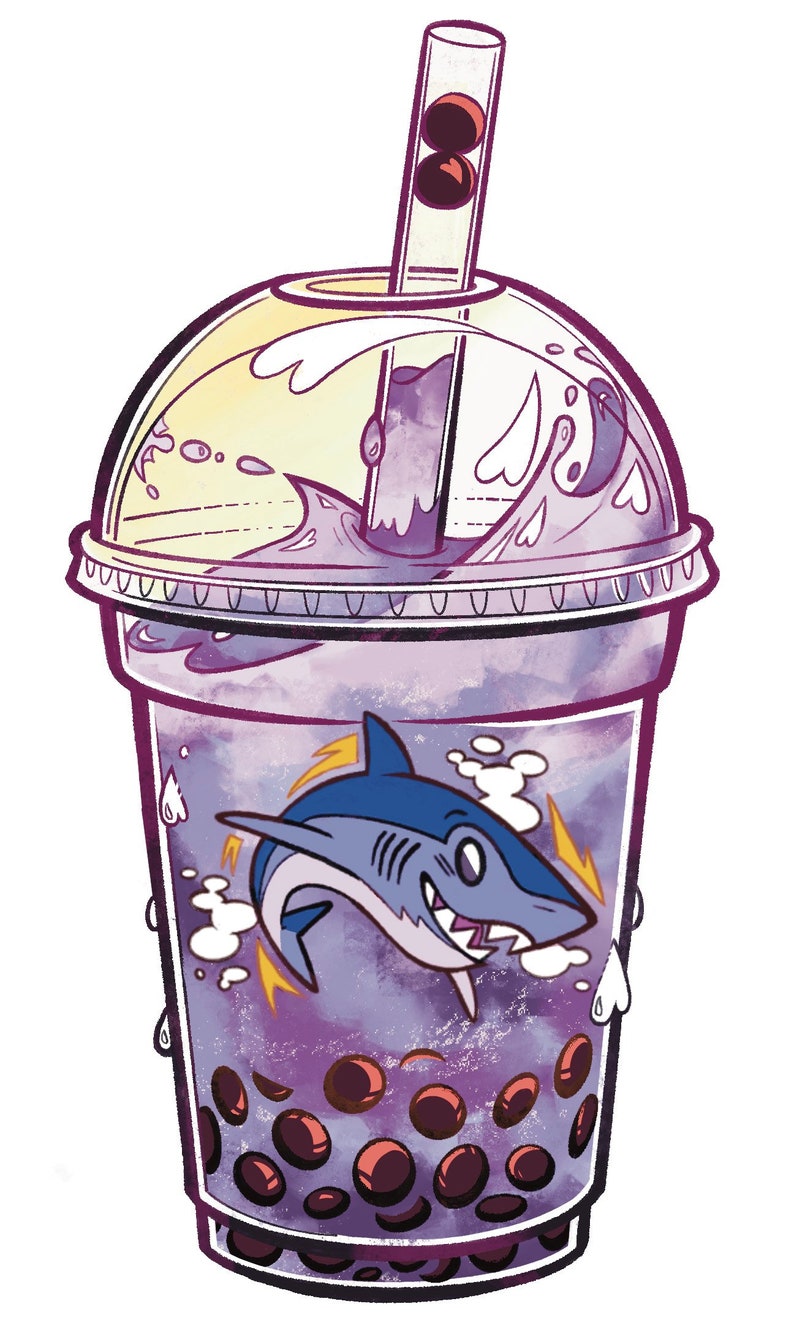 Boba Tea Shark Sticker Set - Etsy UK