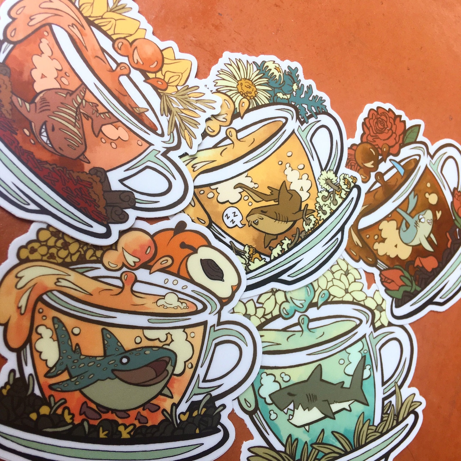 Tea Sharks Sticker Set | Etsy