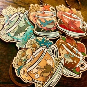 Bubble Tea Shark Wooden Keychains - Etsy