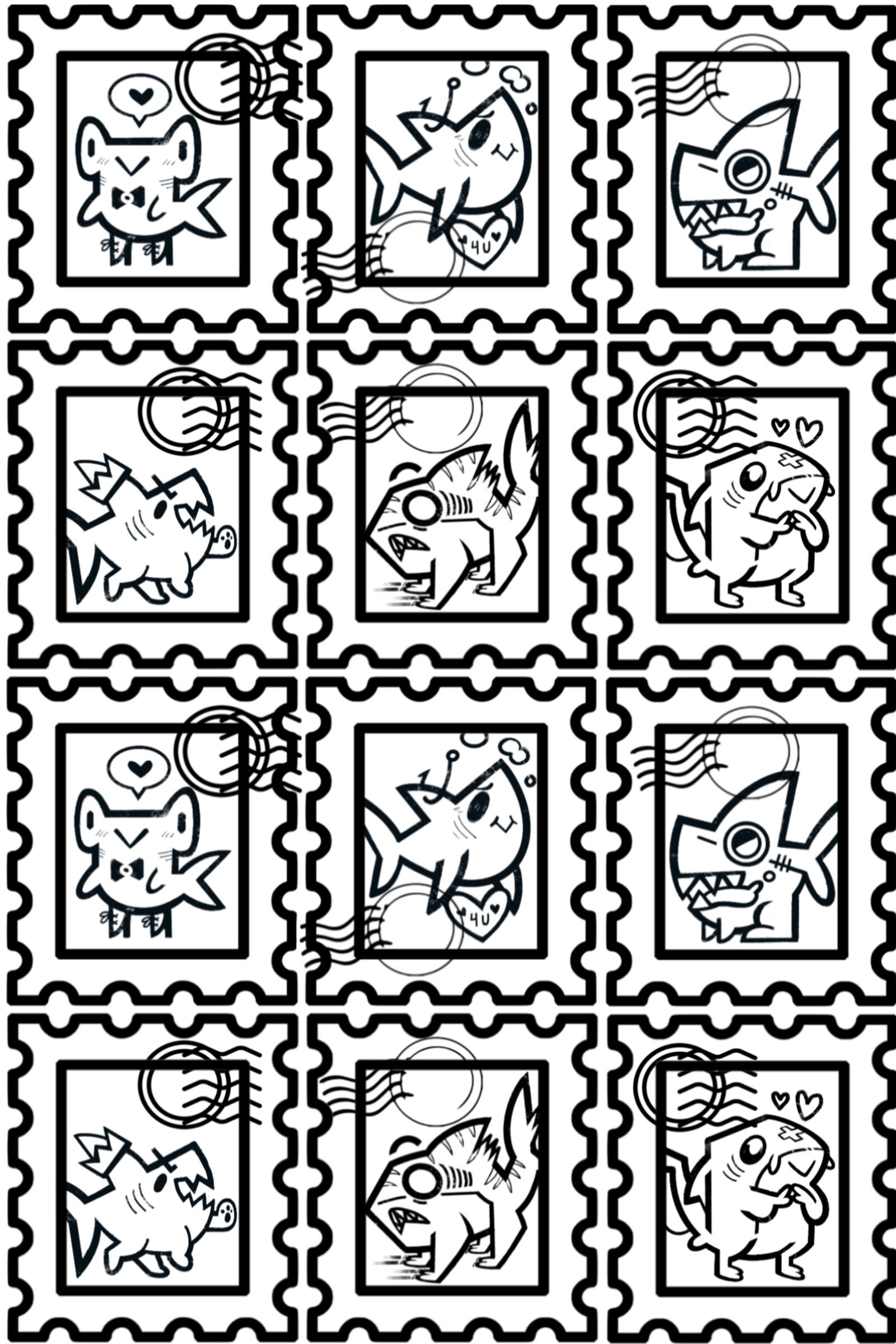 Shark Stamp Sticker Set - Etsy