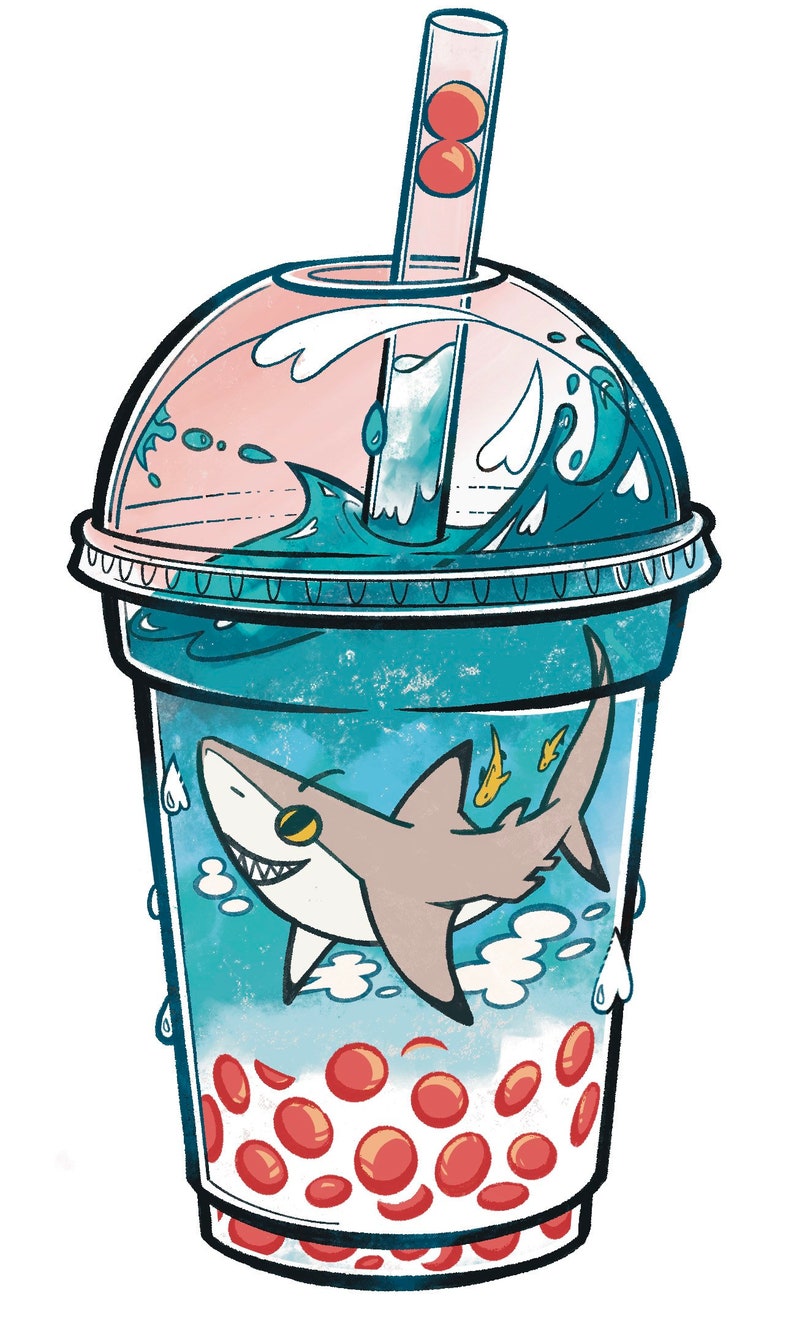 Boba Tea Shark Sticker Set - Etsy UK