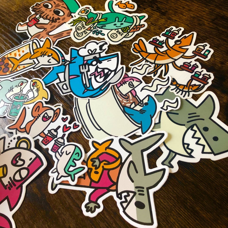 Boba Tea Shark Sticker Set - Etsy UK