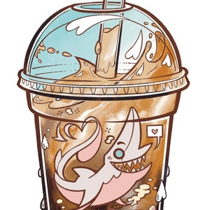 Boba Tea Shark Sticker Set - Etsy UK