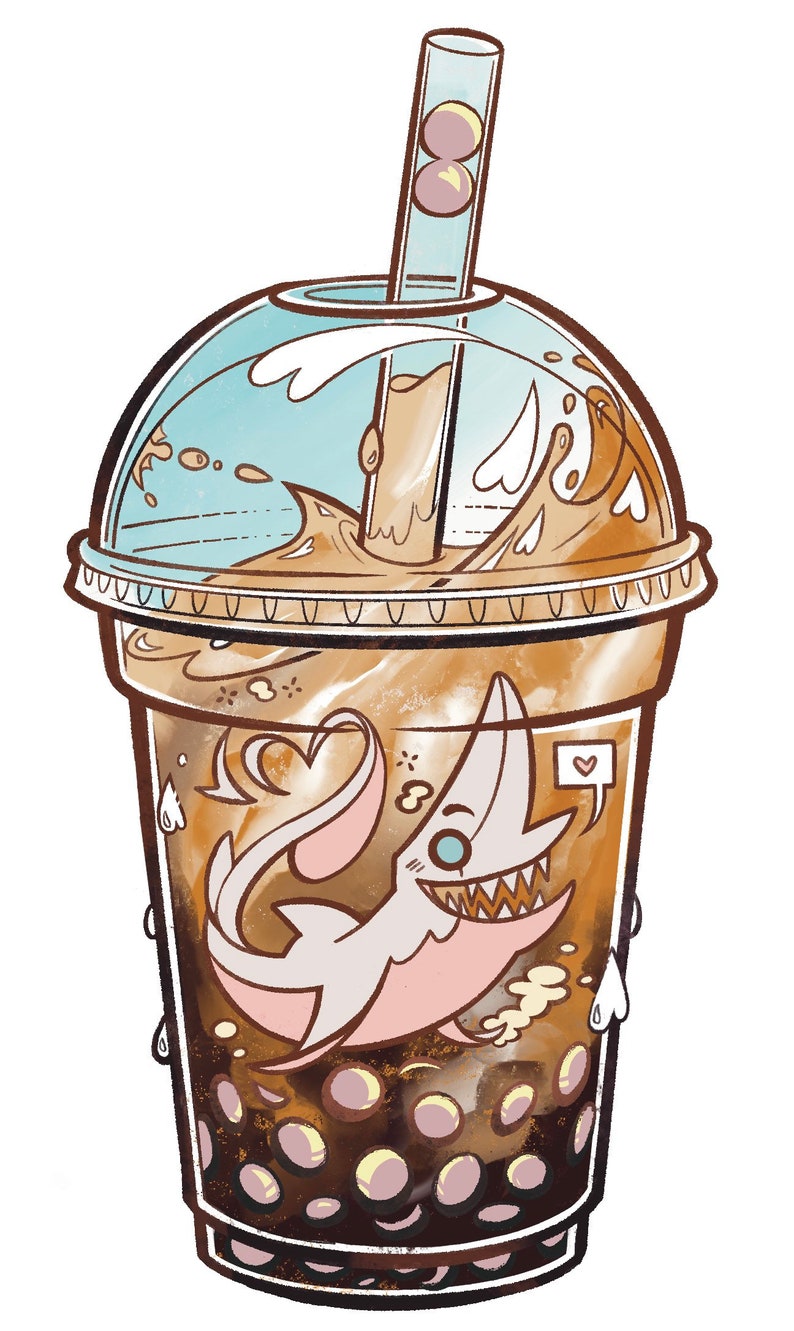 Boba Tea Shark Sticker Set - Etsy UK