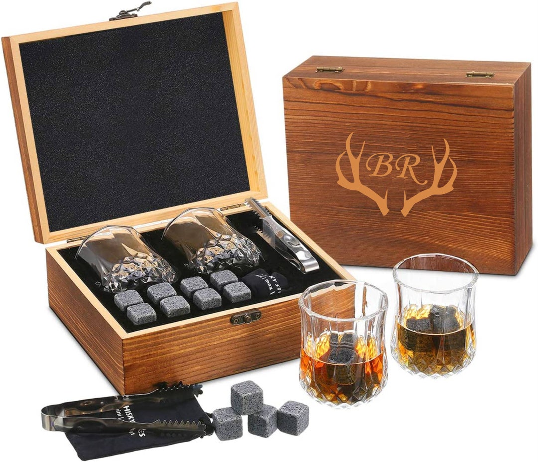 Whiskey Stone Gift Set, Personalized Whiskey Stone Box, Custom Whiskey ...