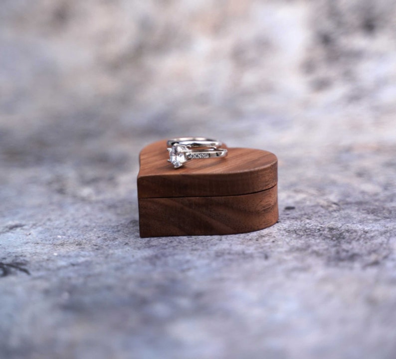 Engagement Ring Box Made of Walnut Wood Wooden Wedding Ring - Etsy