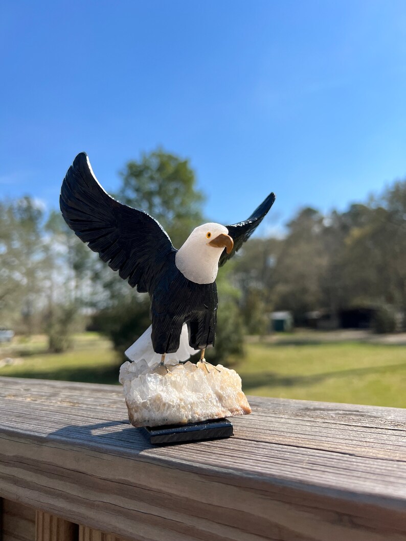 American Bald Eagle Stone Statue Freedom USA Onyx Eagle - Etsy