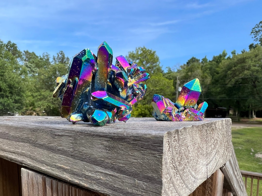 Titanium Rainbow Aura Quartz Cluster Titanium Rainbow Aura Crystal ...