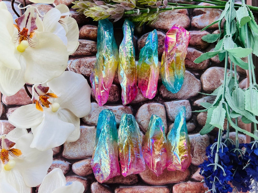 Rainbow Titanium Aura Quartz Chunk ~ Titanium Rainbow Aura Crystal Raw ...