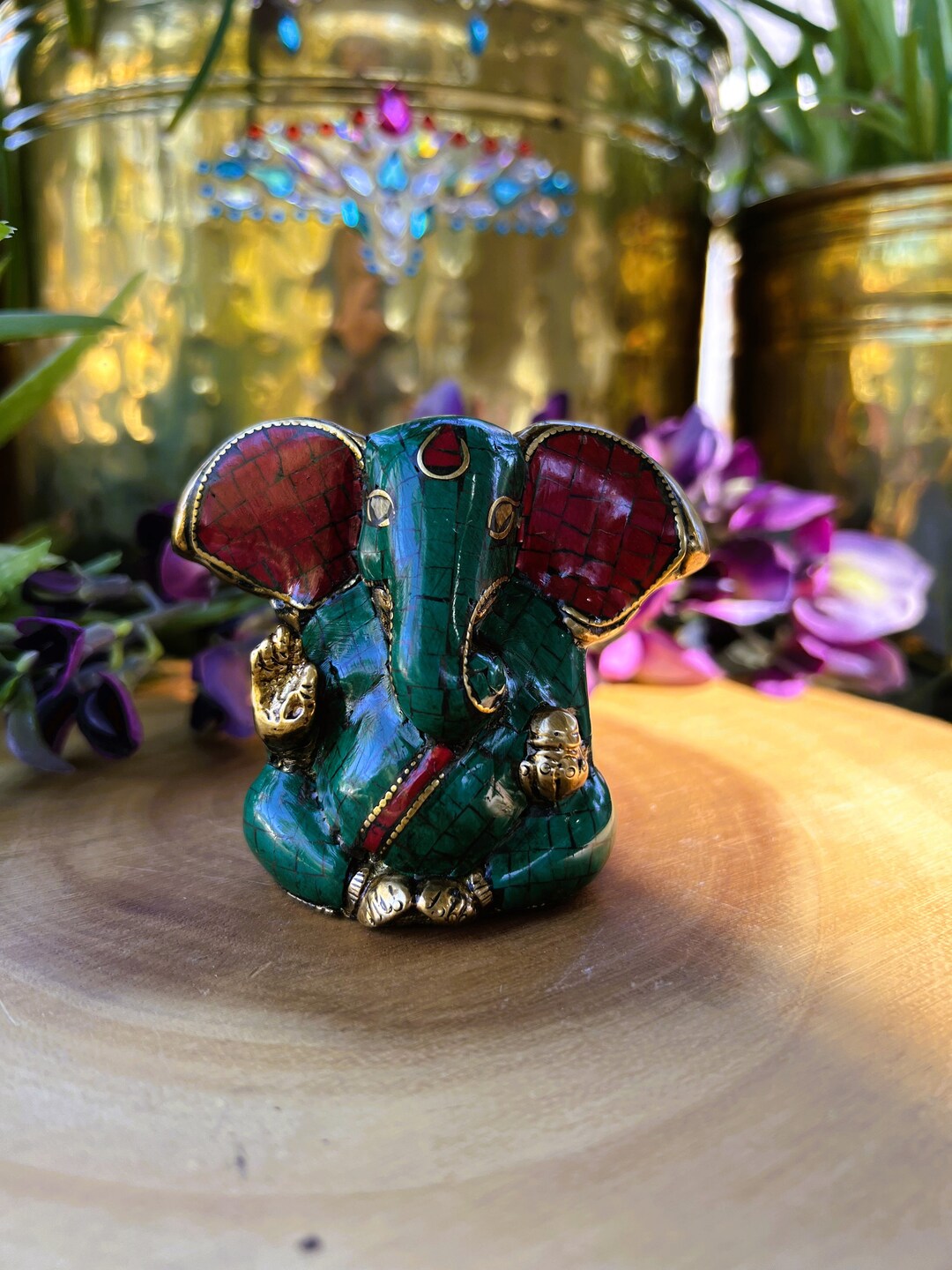 Ganesha Turquoise Coral ~ Ganesha Statue ~ Turquoise Handmade Ganesha ...