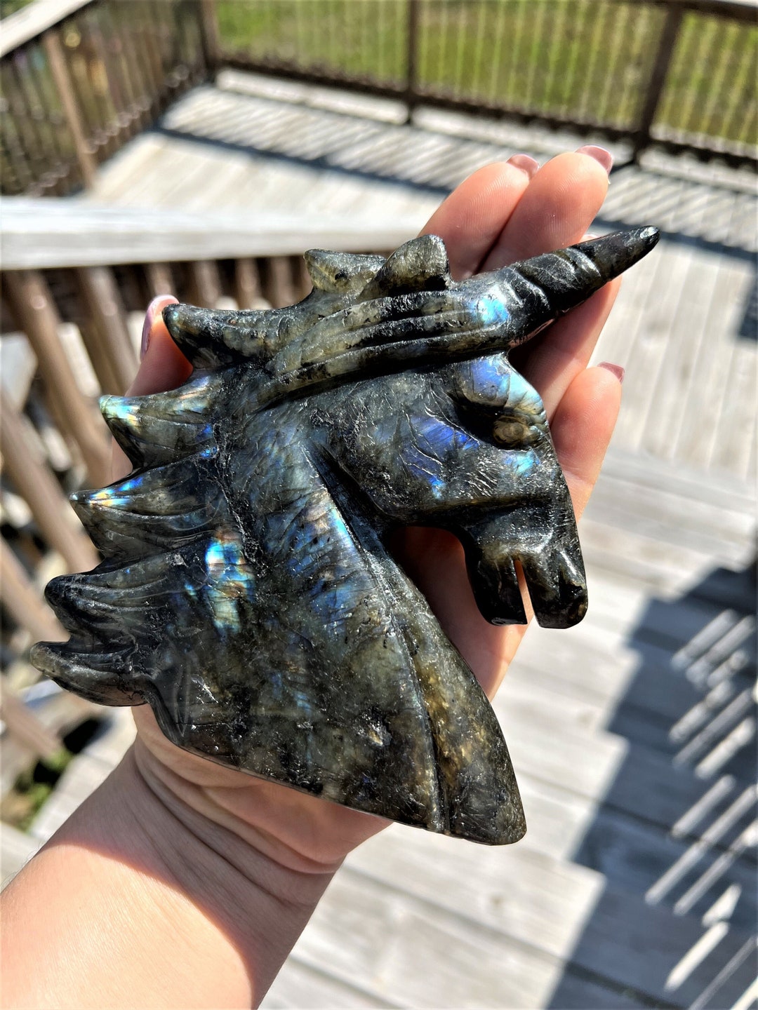 Labradorite Unicorn Statue, Hand-carved Crystal Animal Totem - Etsy