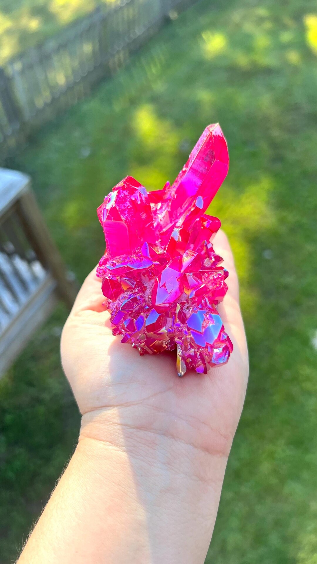 Titanium Rainbow Aura Quartz Cluster ~ Titanium Rainbow Aura Crystal ...