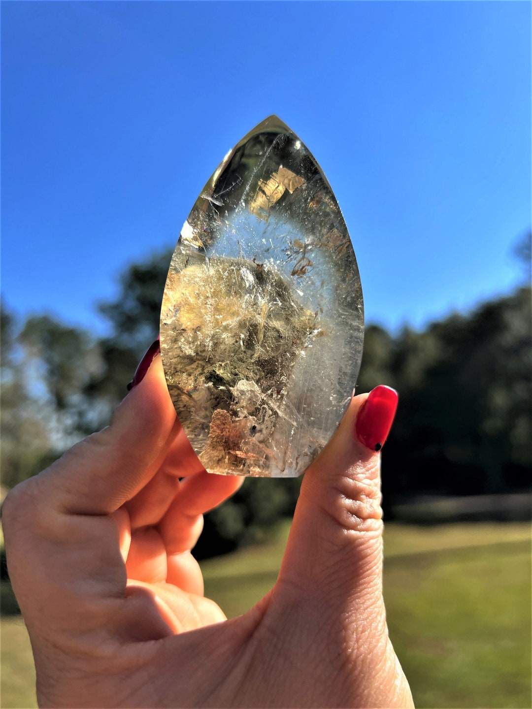 Clear Quartz With Rainbow and Inclusion Flame ~ Clear Quartz Flame ...