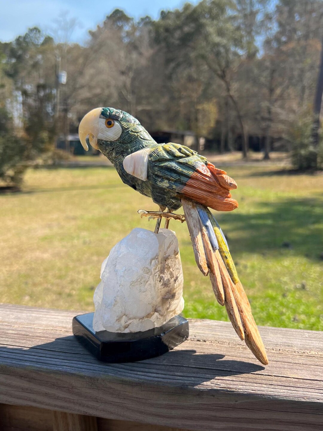 Crystal Parrot Carving ~ Hand Carved Parrot~ Gemstone Parrot ~ Decor ...
