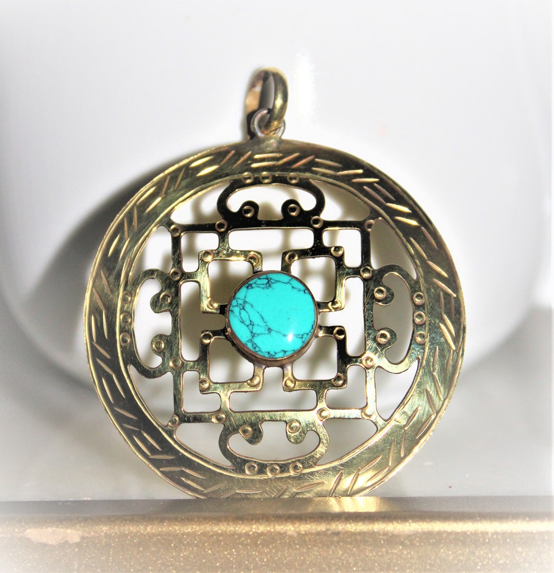 Turquoise Mandala Pendant, Birthstone Pendant, Bohemian Bracelet ...
