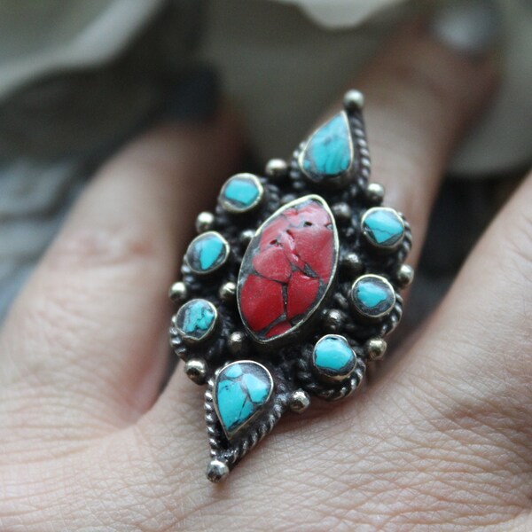 Red Coral Turquoise - Etsy