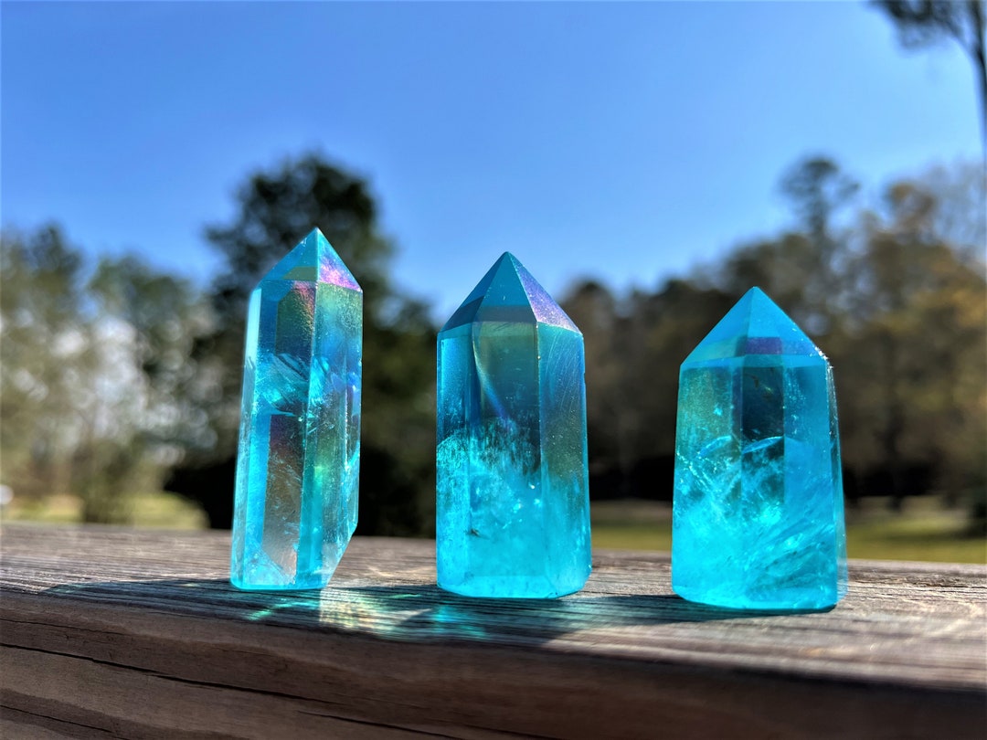 Aqua Aura Blue Quartz Tower ~ Blue Angel Aura Quartz Tower ~ Blue Aura ...