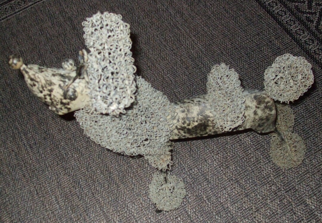 Poodle Dog Wire Metal Grey 19 Inches High/indoor /outdoor Garden Statue ...