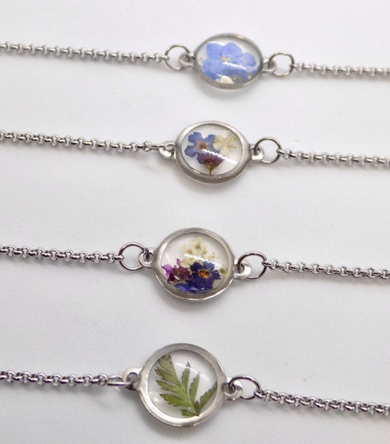 Real Pressed Flower Bracelet Minimalist Botanical Bracelet | Etsy