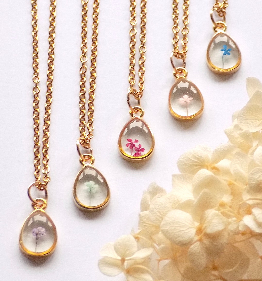 Dainty Flower Necklace, Tiny Flower Pendant, Micro Jewellery, Mini ...