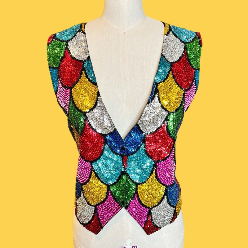 Rainbow Sequin Top - Etsy