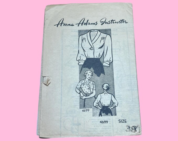 Vintage 1940s 1950s Anne Adams Instructor Single Button Long Sleeve ...