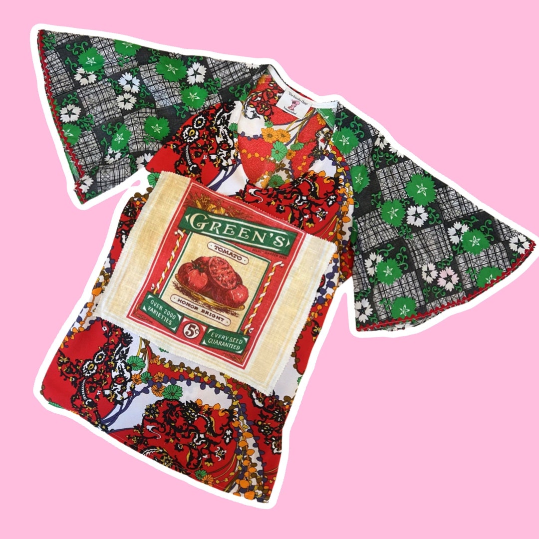 1960s 1970s Vintage Fabrics Tomato’s Tea Towel Psychedelic Neon Flutter ...