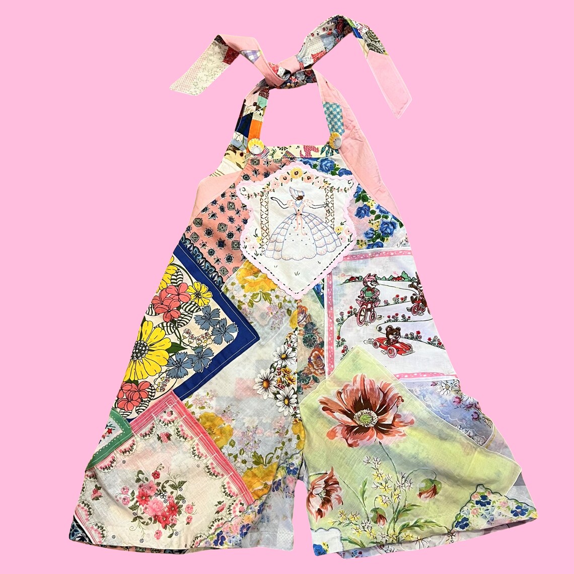 Handmade Vintage Upcycled Hankies Floral Patchwork Embroidery Halter ...