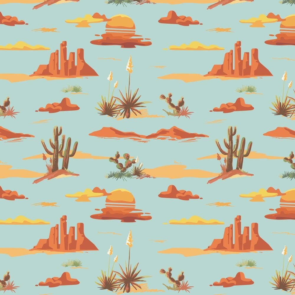 Desert Landscape Fabric Blue - Etsy