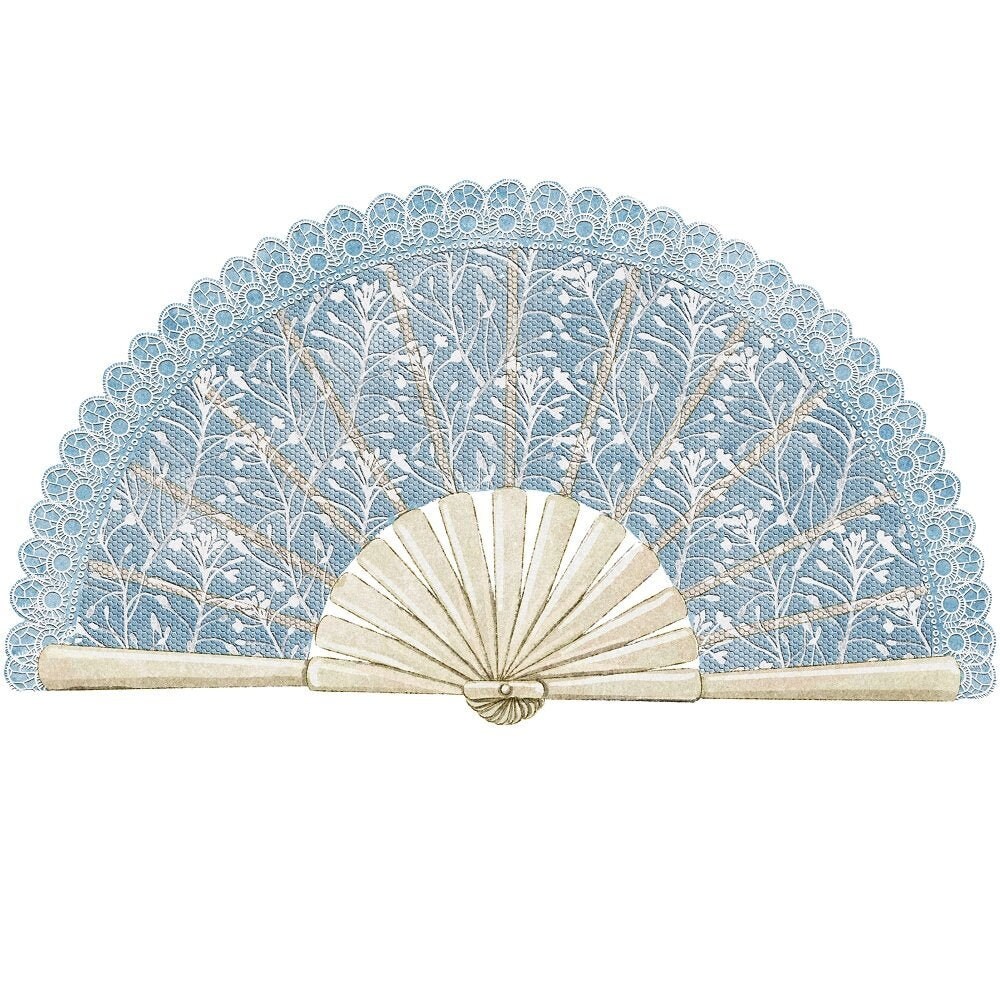 Vintage Blue Folding Fan Fabric Panel - Etsy