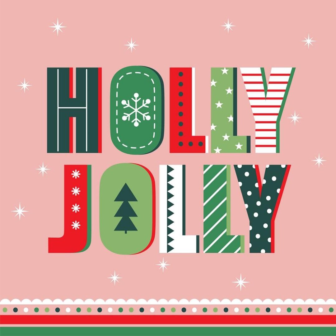 Holly Jolly Christmas Fabric Panel - Etsy