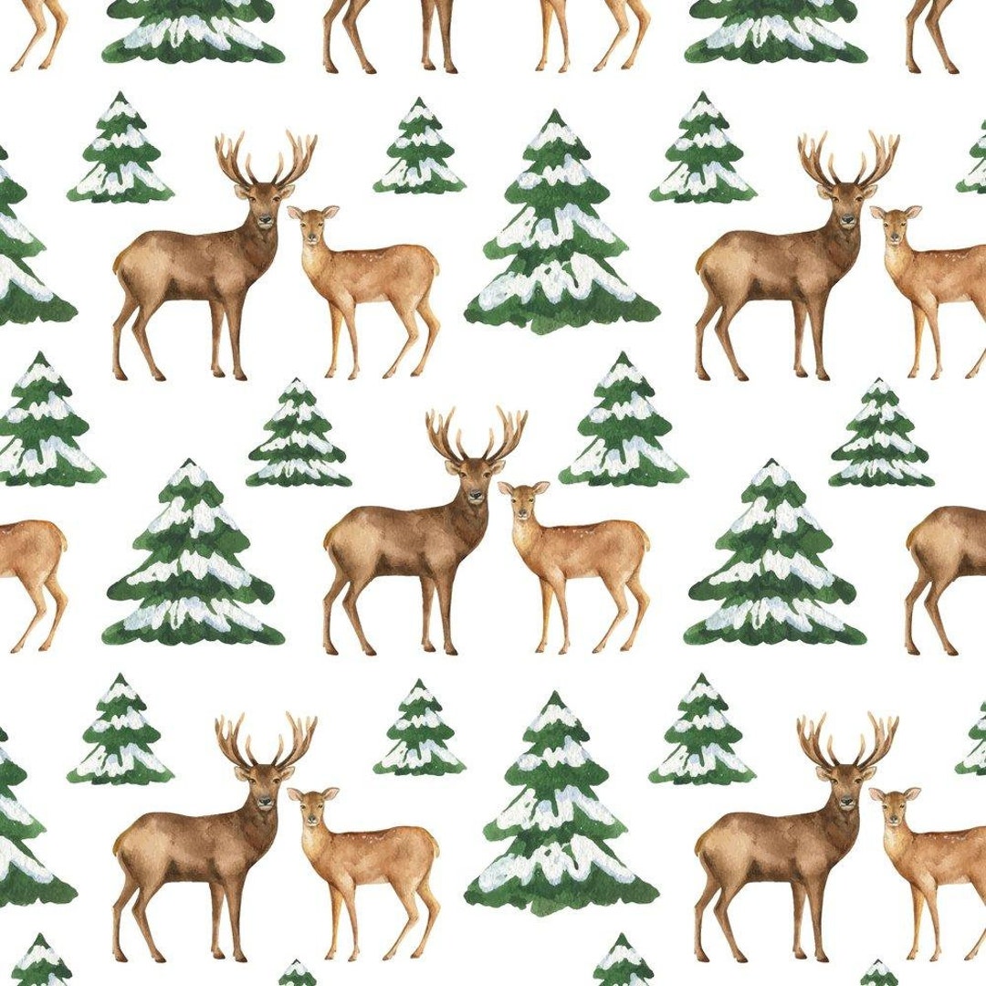 Deer in the Forest Fabric Multi - Etsy