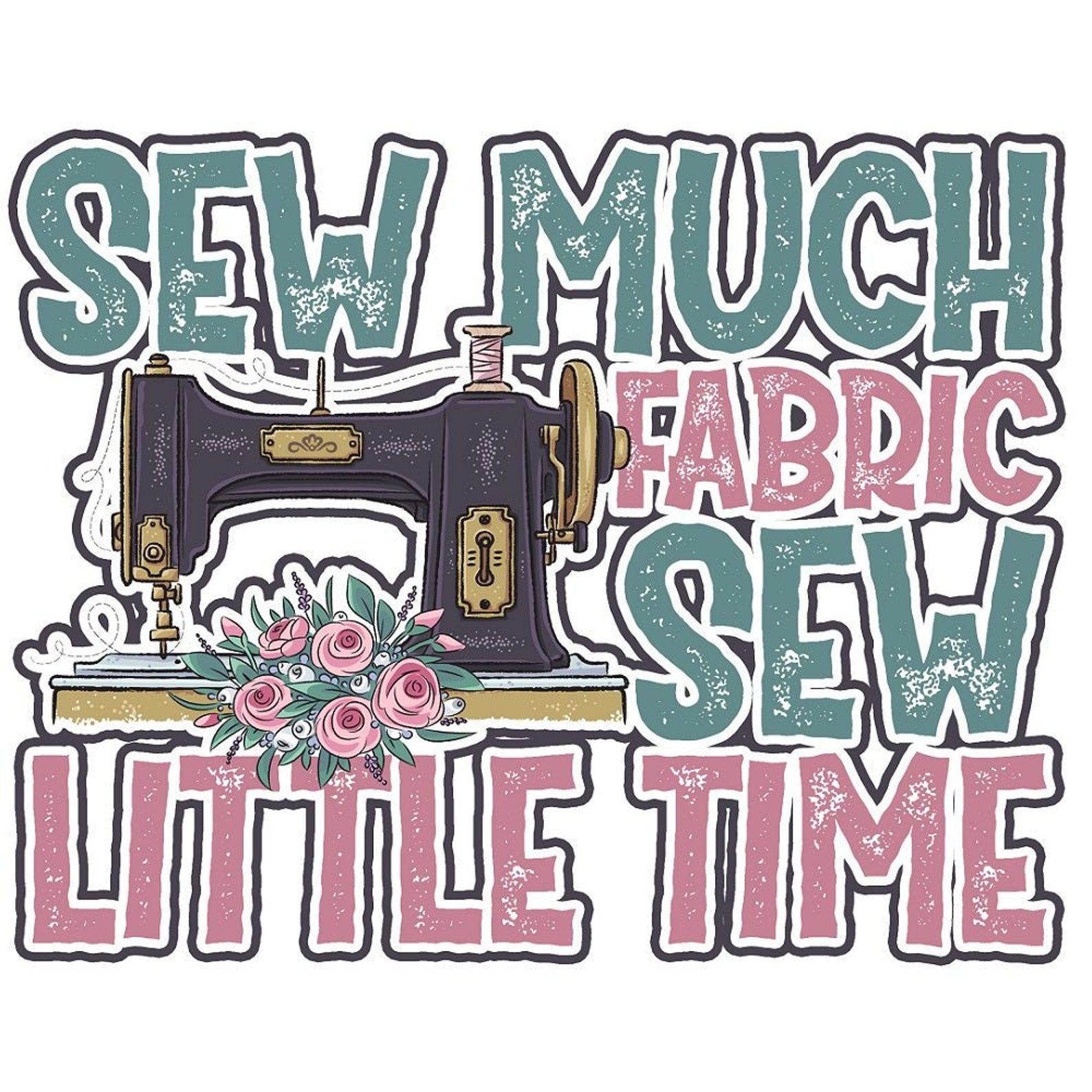 Sew Much Fabric Sew Little Time Fabric Panel Pink - Etsy