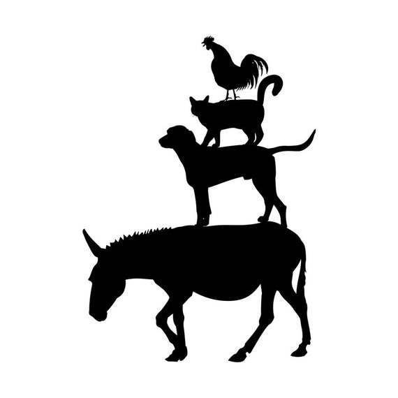 Stacked Farm Animals Silhouette Fabric Panel - Etsy