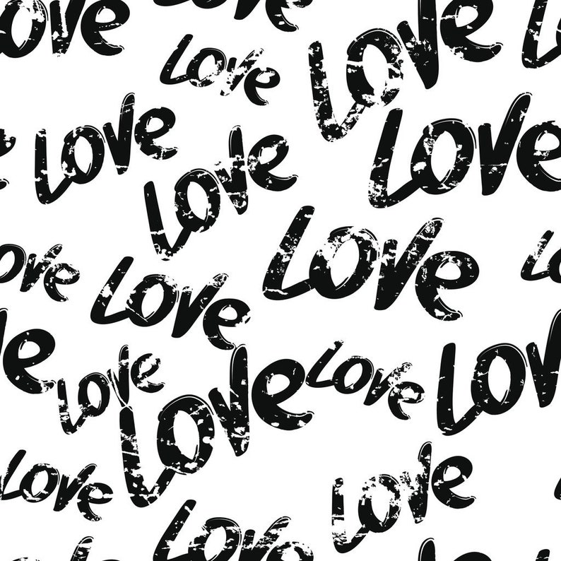 Digitally Printed Hand Drawn Love Fabric - Etsy