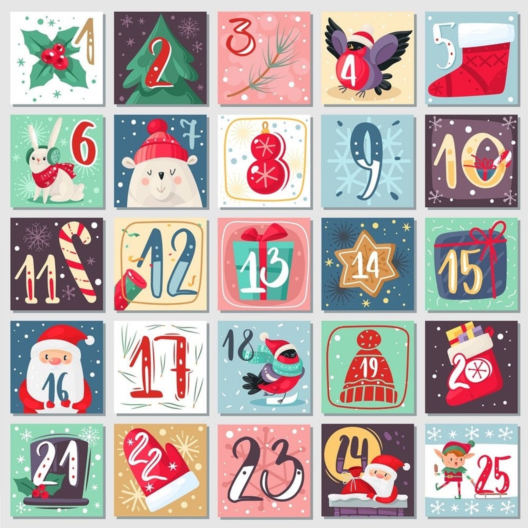 Festive Block Christmas Advent Calendar Fabric Panel - Etsy