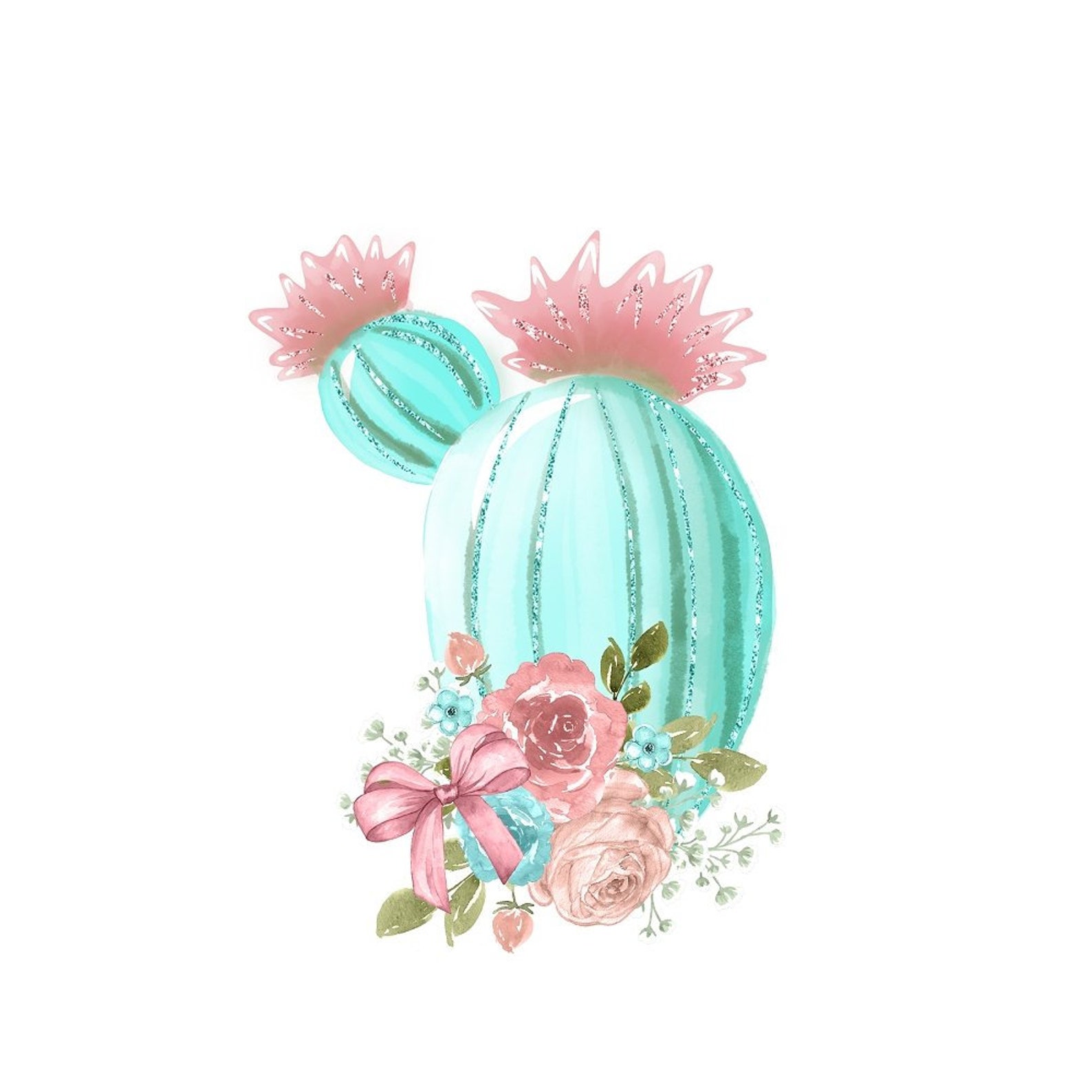 Watercolor Floral Spiked Cactus Fabric Panel - Etsy