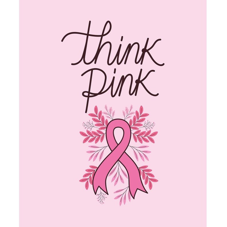 Think Pink Breast Cancer Fabric Panel - Etsy