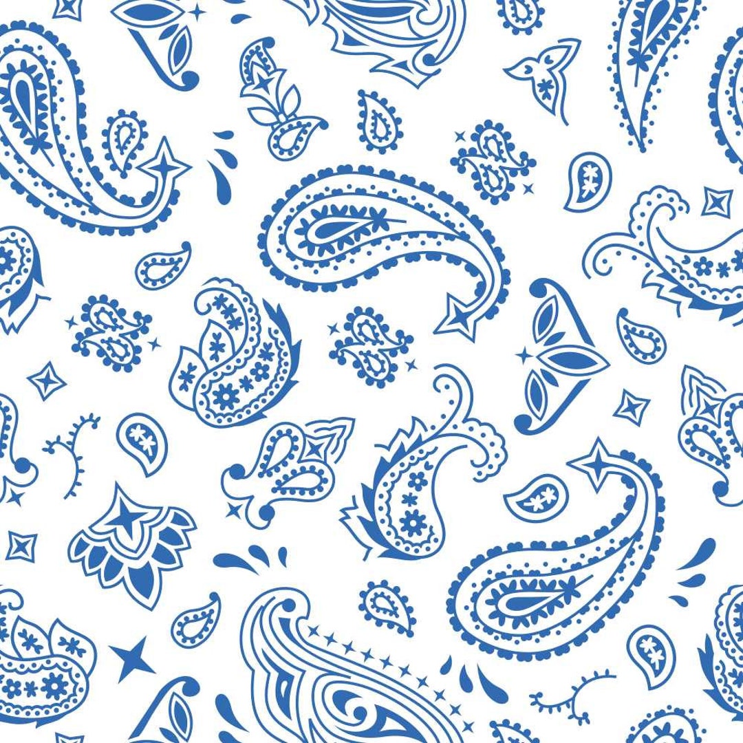 Bandana Fabric Blue on White - Etsy