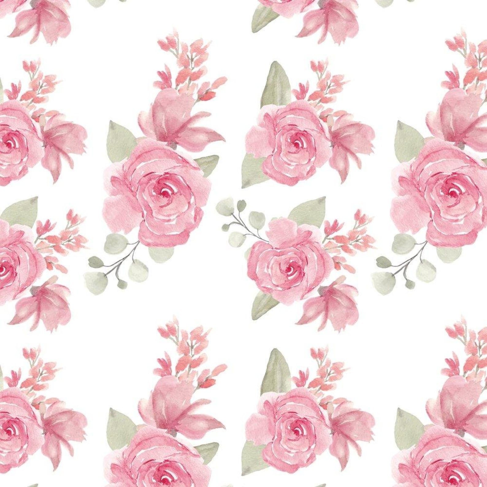 Hand Painted Rose Fabric Pink - Etsy