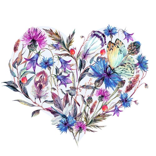 Vintage Wildflower Heart Fabric Panel - Etsy