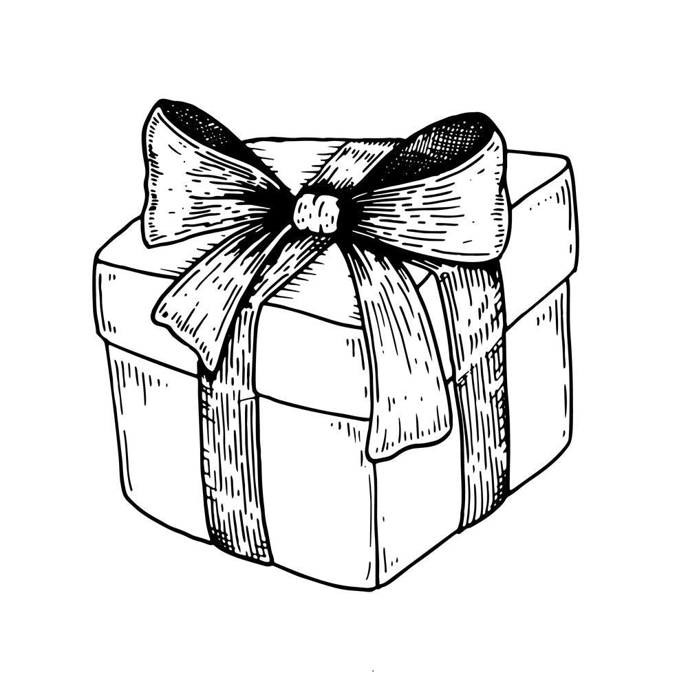 Sketched Birthday Party Square Present Fabric Panel Black/white - Etsy