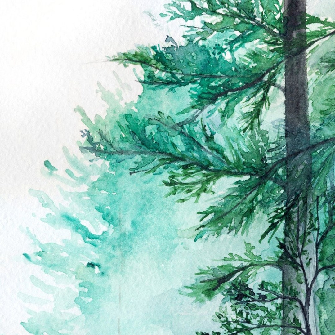 Turquoise Pine Forest Fabric Panel - Etsy