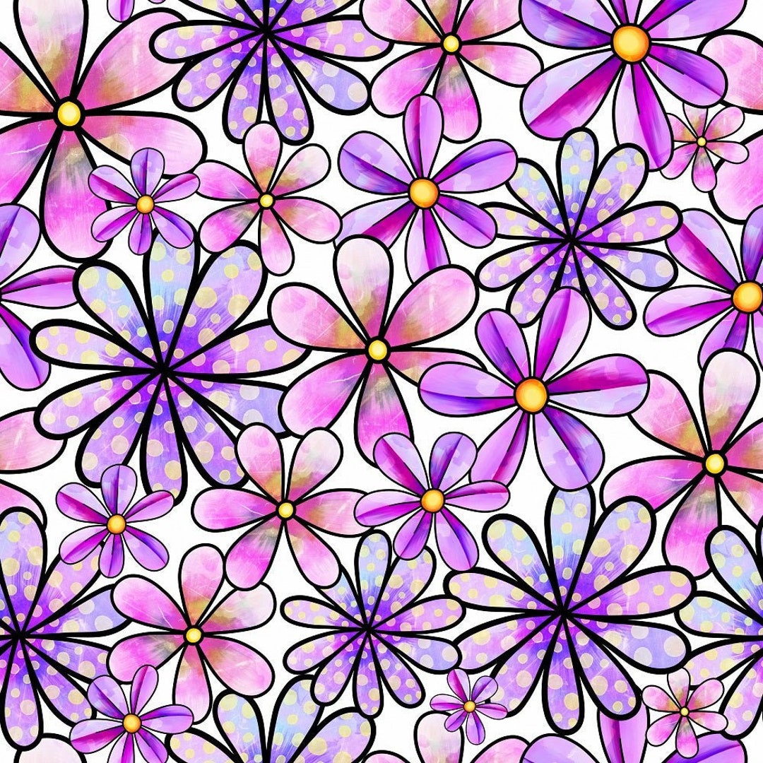 Watercolor Packed Floral Collage 3 Fabric - Etsy