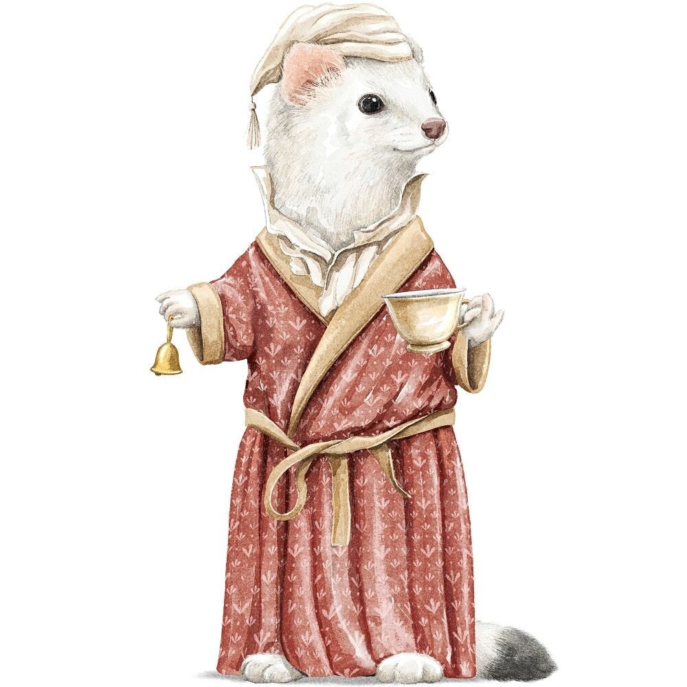 Ferret Drinking Tea Fabric Panel - Etsy