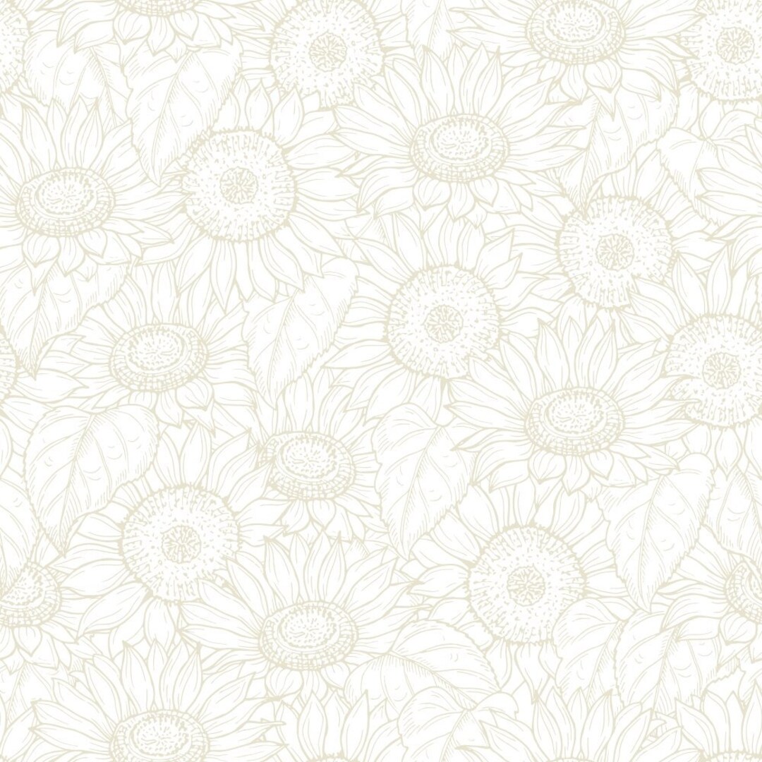 Outlined Sunflower Tone on Tone Fabric - Etsy