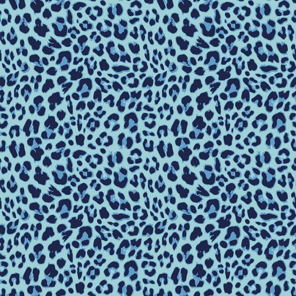 Blue Leopard Fabric - Etsy
