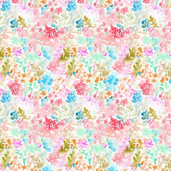 Hand Painted Abstract Flowers Fabric - Etsy