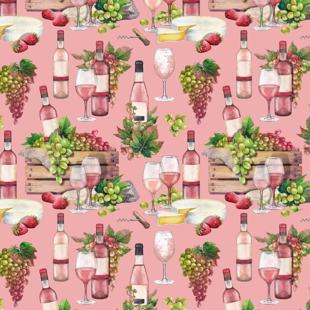 Rose Wine With Fruits and Cheese Fabric Pink - Etsy
